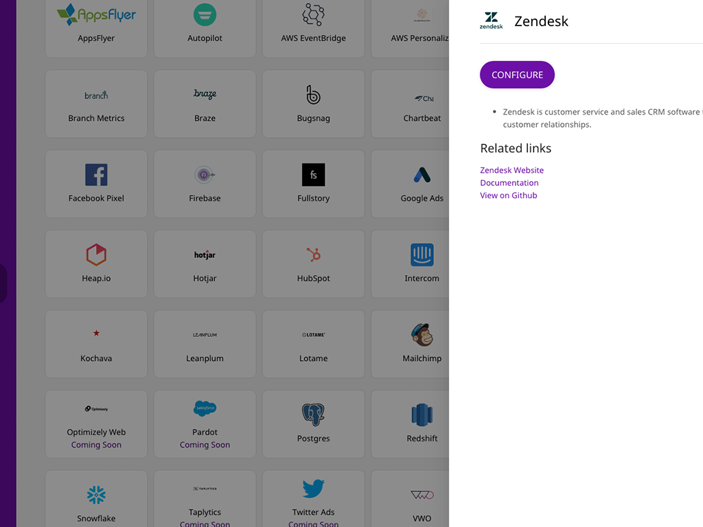 RudderStack App Integration with Zendesk Support